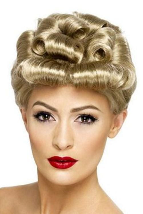 Short Vintage Curly Wig 29608 Smiffy's Blonde - Walmart.com