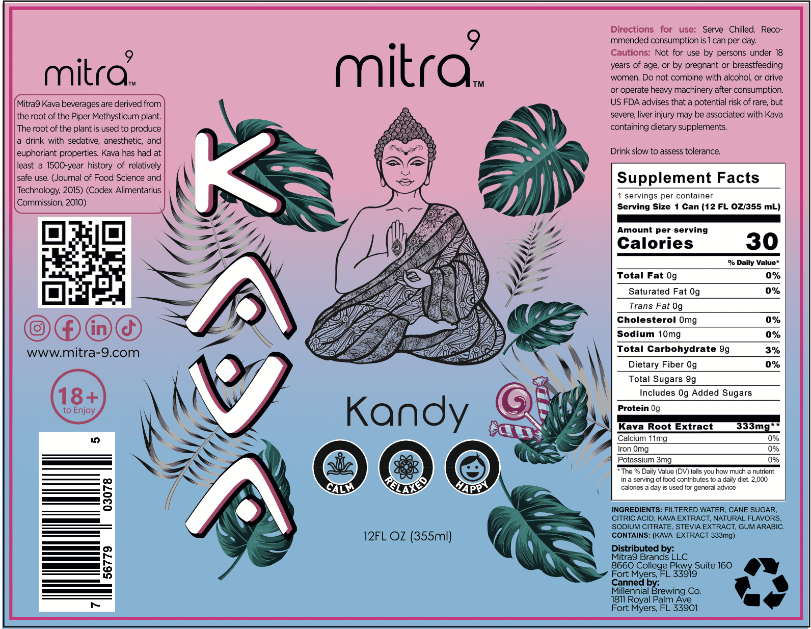 Buy Mitra-9 Botanical Beverages - Plant Based Sparkling Drink with Kava ...