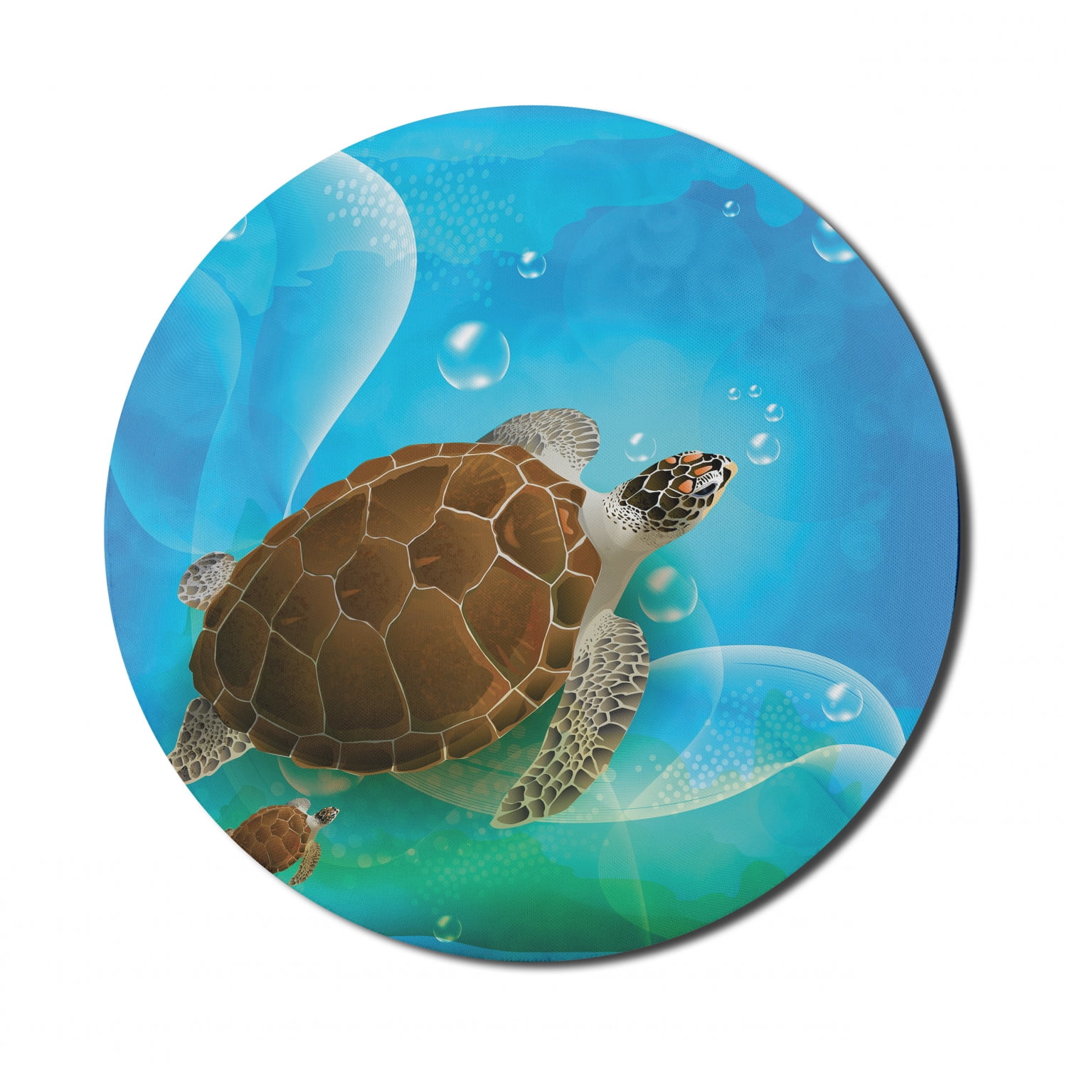 Ocean Mouse Pad for Computers, Turtle Family Swimming in Ocean Bubbles ...