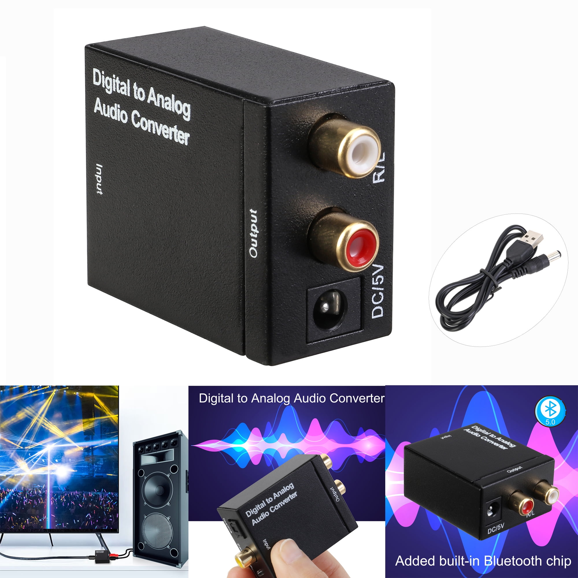 SHCKE Digital to Analog Audio Converter DAC Digital Optical to Analog L ...