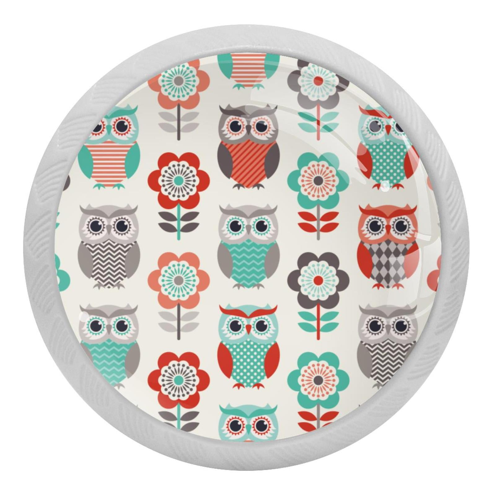 4PCS Round Owl Cabinet Fluorescence Knob Glowing in the Dark Furniture ...