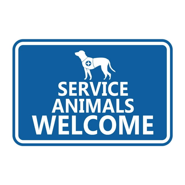 Signs ByLITA Classic Framed Service Animals Welcome Sign (Blue) - Large ...