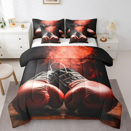 YST Boxing 7 Pcs Comforter Set Sports Game Theme Sheet Set Bed In A Bag ...