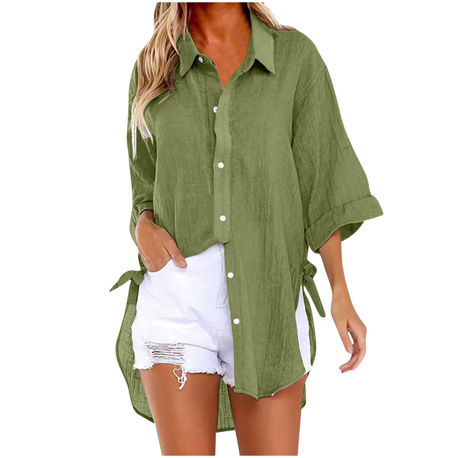 Click here for Fheaev Summer Tops For Women 2025 Vacation Button... prices
