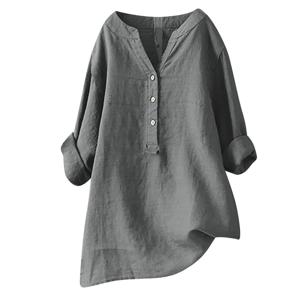 Click here for Junwell Womens Cotton Linen Shirts Plus Size Butto... prices