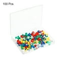 Uxcell Push Pins Plastic Head Thumb Tacks Steel Point, Multicolor 100 ...