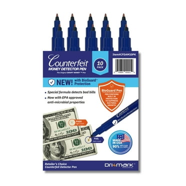 Dri-Mark Smart Money Counterfeit Detector Pen with Reusable UV LED ...