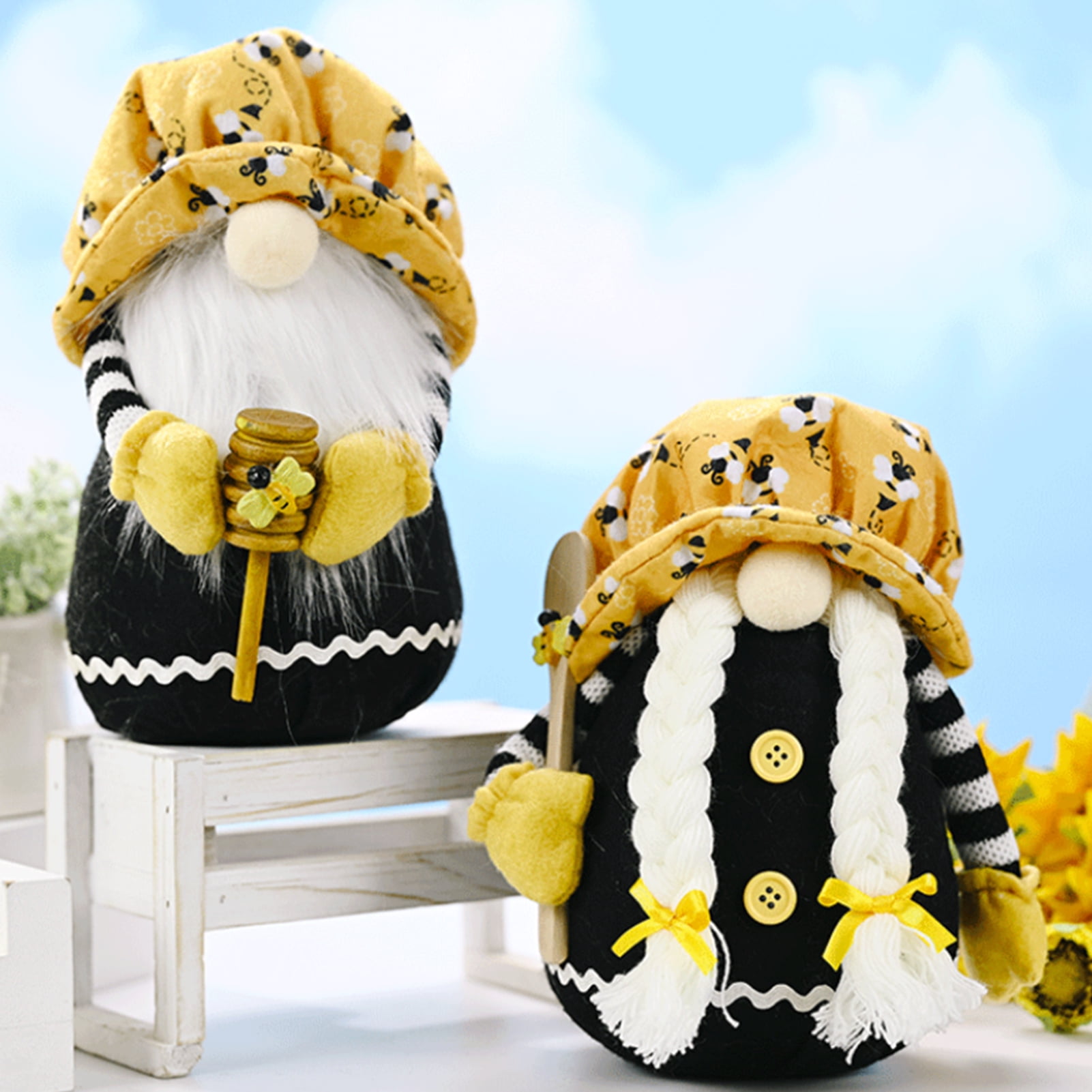 Hesroicy Plush Cartoon Bee Print Faceless Santa Doll for Easter ...