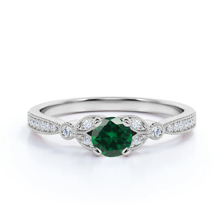Dark Green Diamond Ring