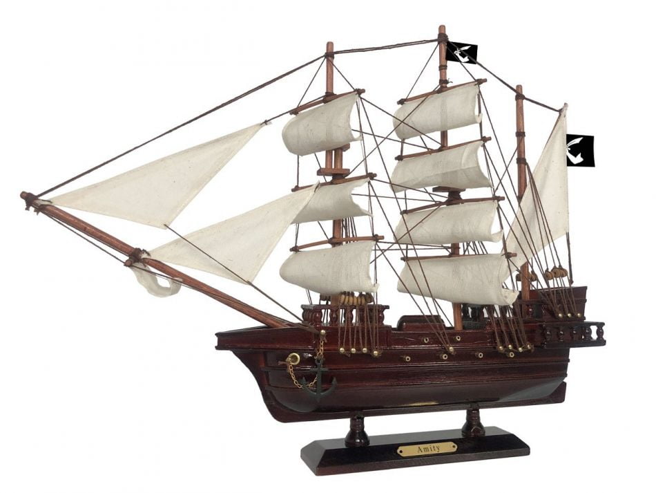Buy Wooden Thomas Tew's Amity White Sails Pirate Ship Model 20 - Boat ...