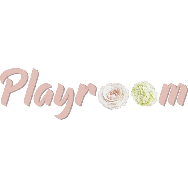 Playroom Logo with Beautiful Flowers Design Vinyl Wall Decal - Entrance ...