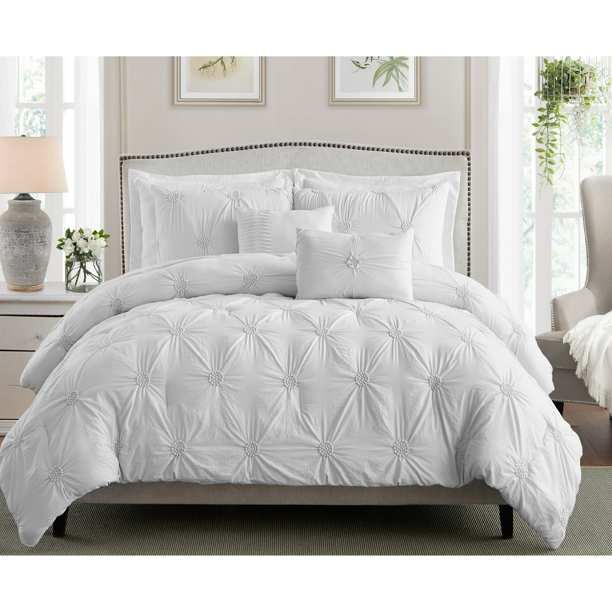 Click here for Swift Home Floral Ruched Comforter Set prices