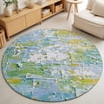 Abstract Geometric 8FT Round Area Rugs for Living Room Yellow Blue ...