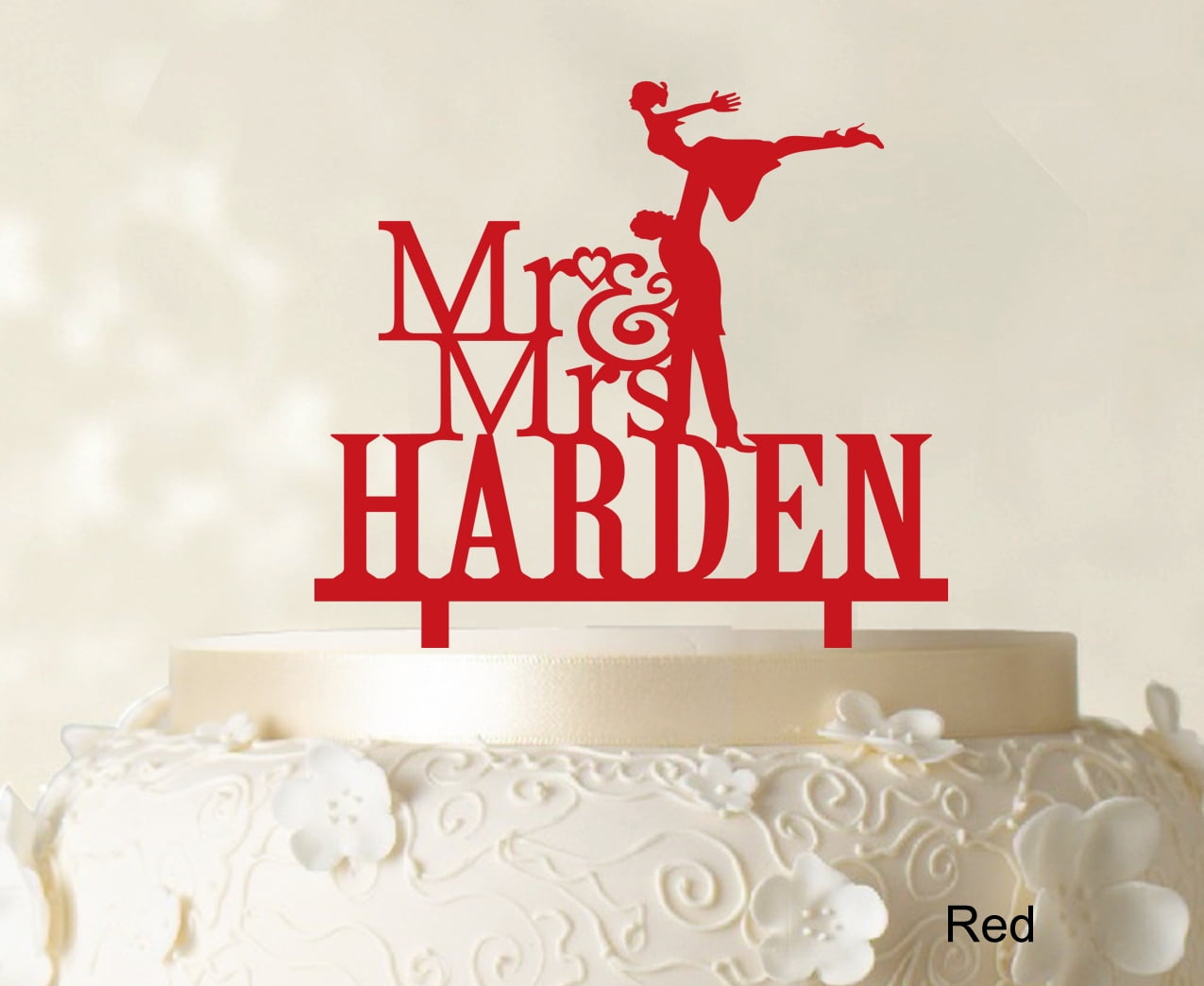 "Mr & Mrs Wedding Cake Topper Personalized Red Cake Topper Color Option ...