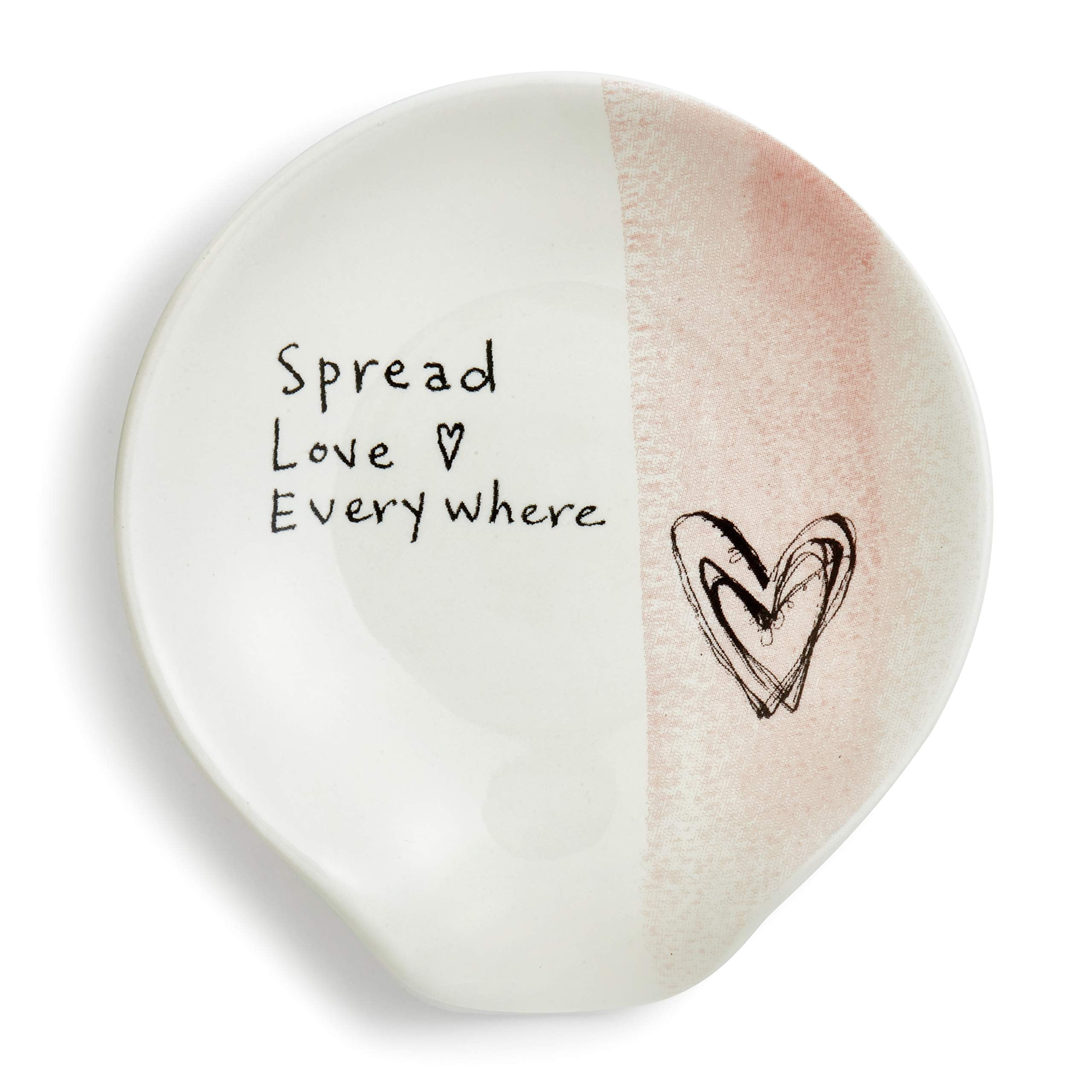 DEMDACO Spread Love Everywhere Heart Pink Stripe 4.5 x 4 Glossy White ...