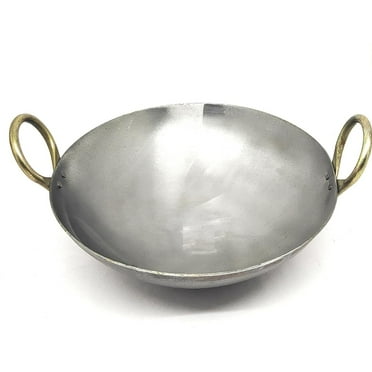 Cast Iron Wok-14” Pre-Seasoned, Flat Bottom Cookware with Handles ...