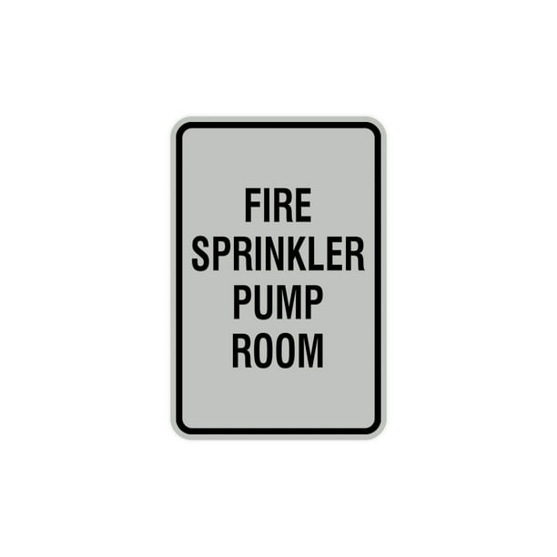 Portrait Round Fire Sprinkler Pump Room Sign (Lt Gray) - Small 4" x 6 ...