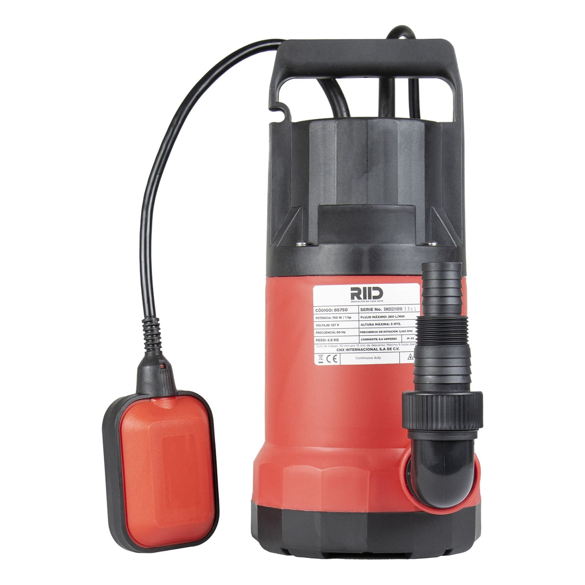 Bomba Sumergible para Agua con Electronivel (1 HP) RIID by CNX BS750 ...