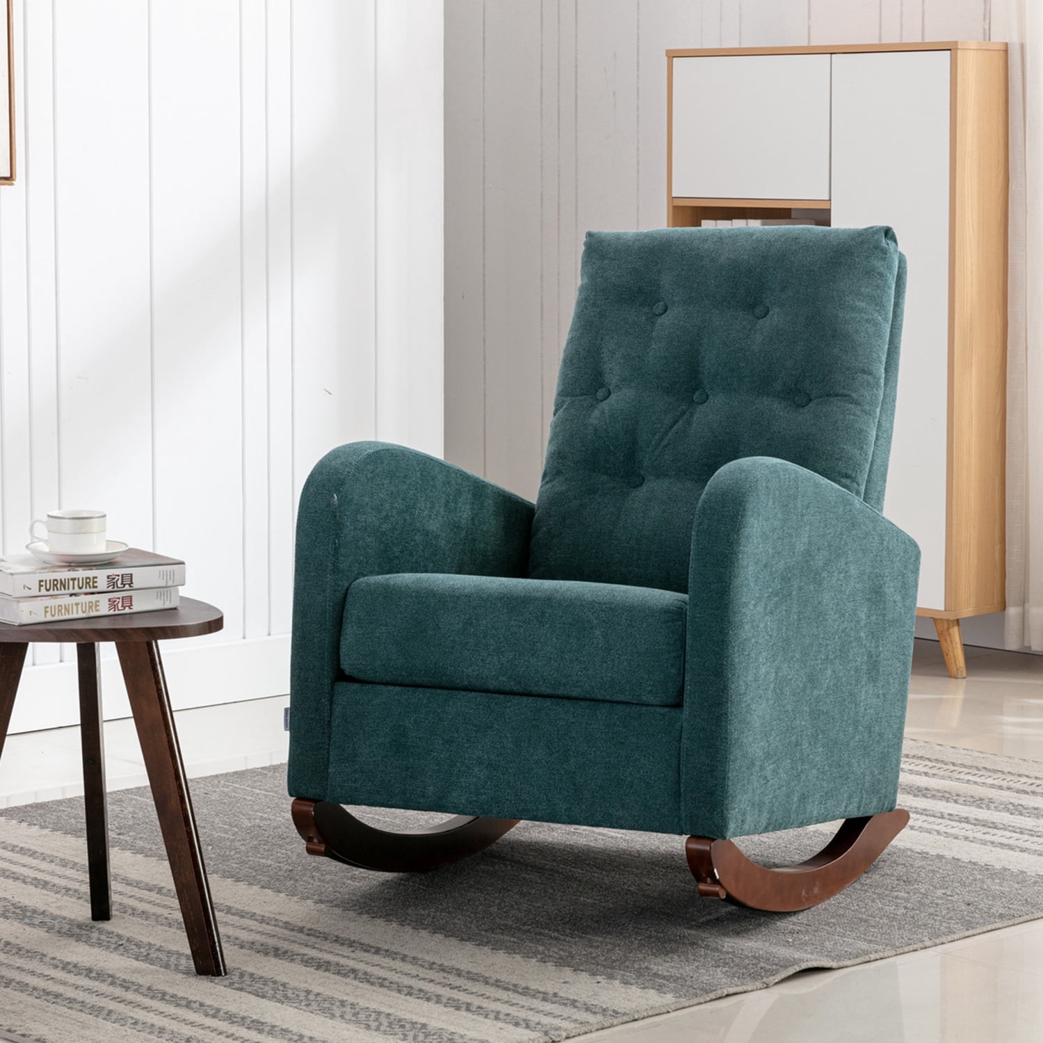 Rocking Chair Modern,Upholstered Glider Rocker Chair for Nursery,Comfy ...