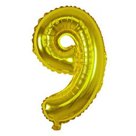 Foil Number 9 Shape Helium Balloon Birthday Wedding Party Decor Gold ...