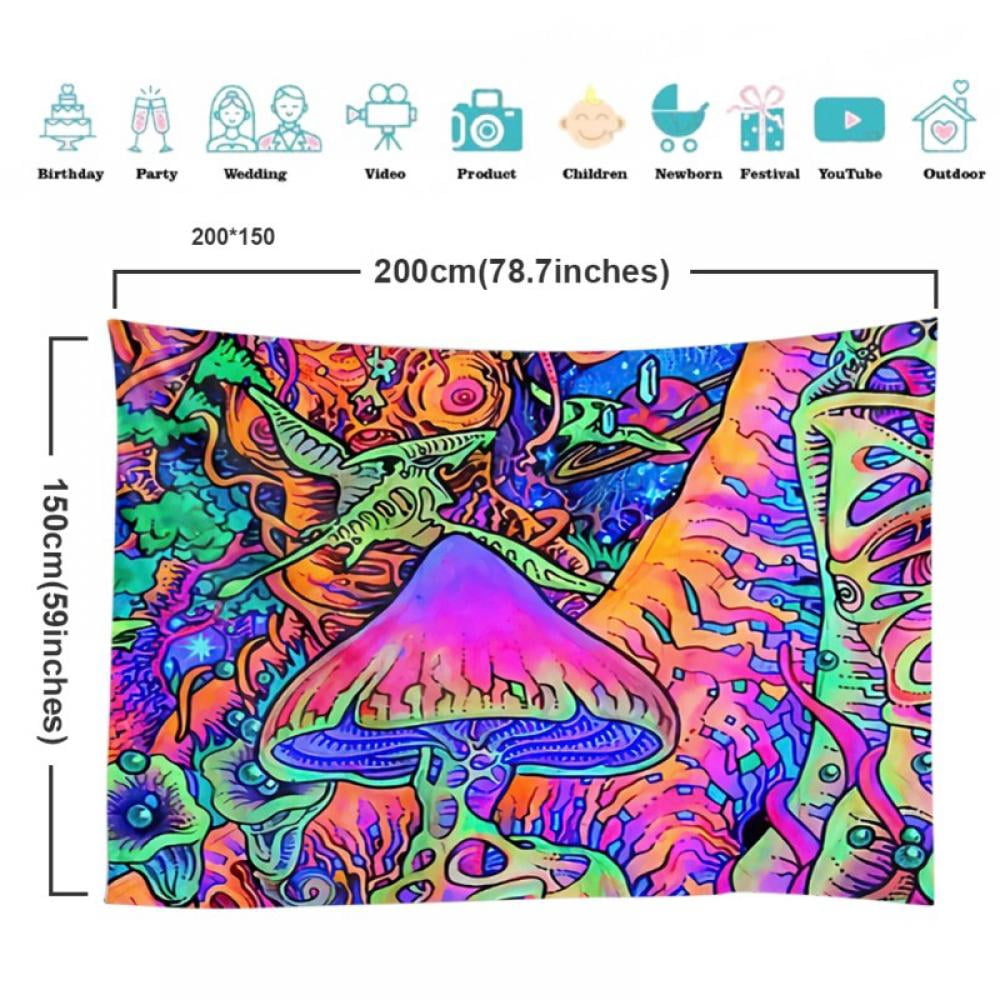 Prettyui Trippy Mushroom Tapestry Psychedelic Wall Hanging Blanket Room ...