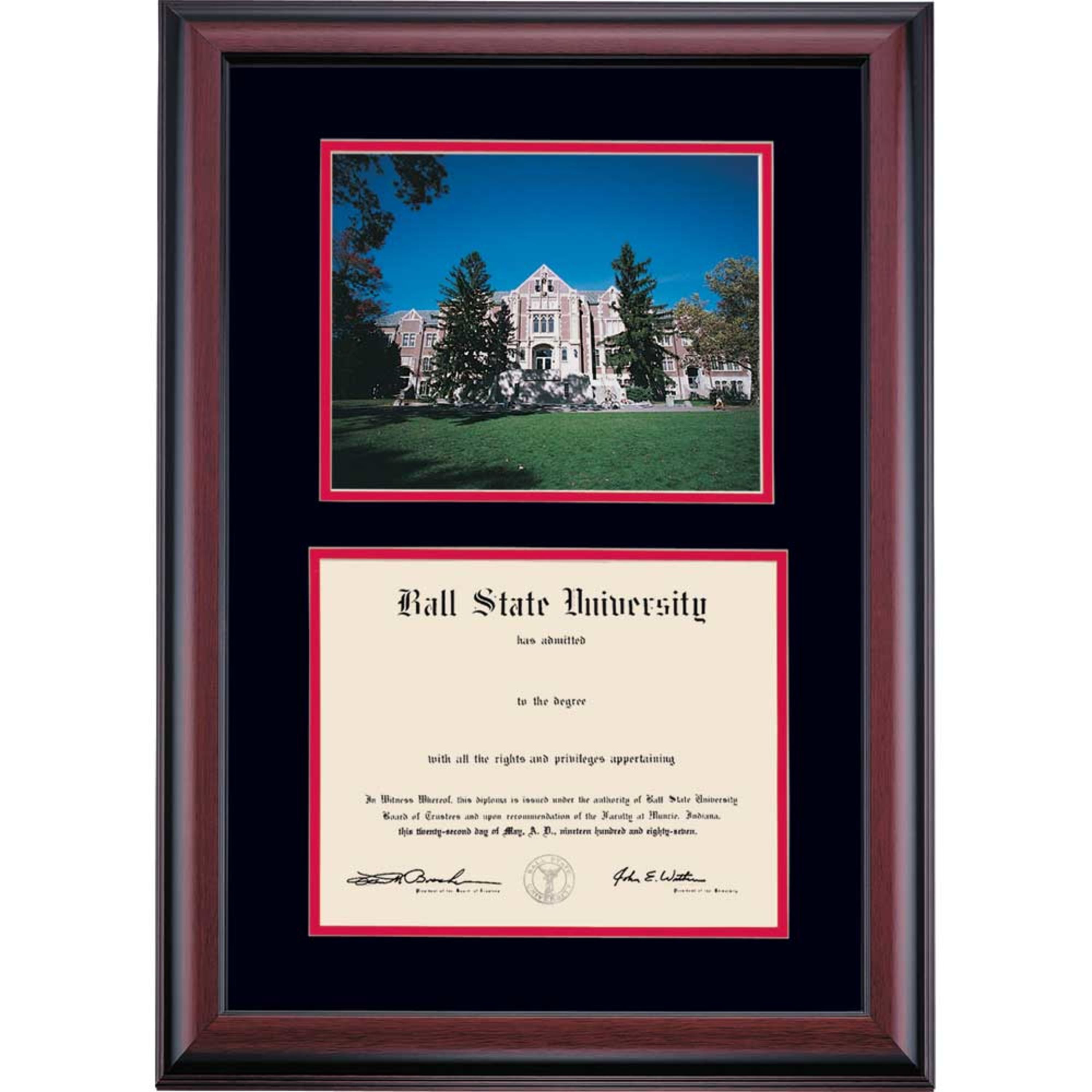 OCM Diploma Frame for Ball State University BSU, Black/Cherry Mat with ...