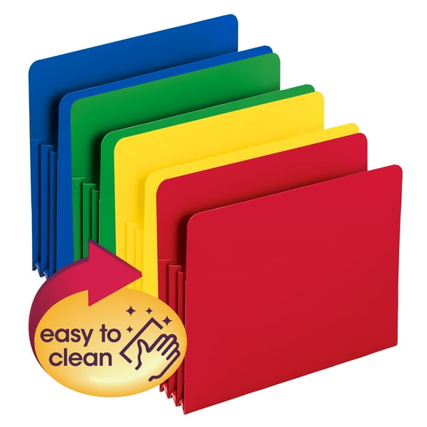 Smead Poly File Pockets 3.5"Exp Asst 4/PK Letter (73500) - Walmart.com