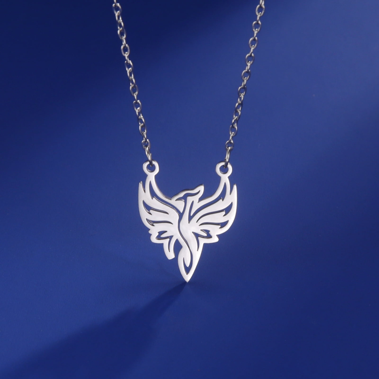 EUEAVAN Silver Phoenix Bird Pendant Necklace Stainless Steel Jewelry ...