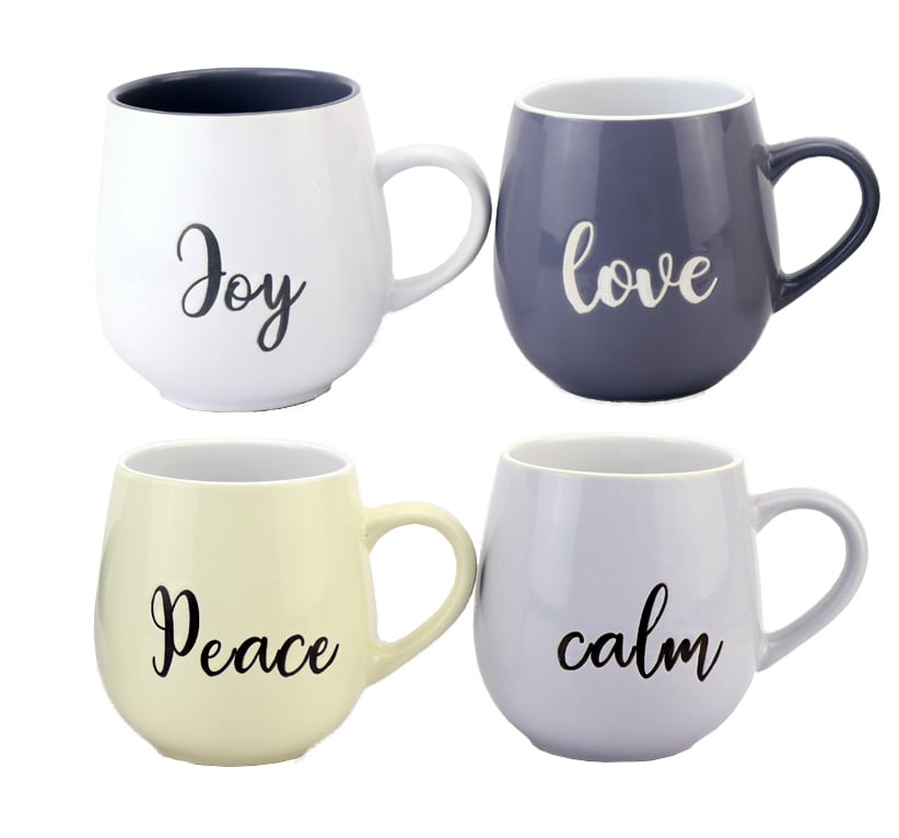 Marcelle, 4 Pc 17oz Ceramic Multi-Color Barrel Shape Coffee Mug Set ...