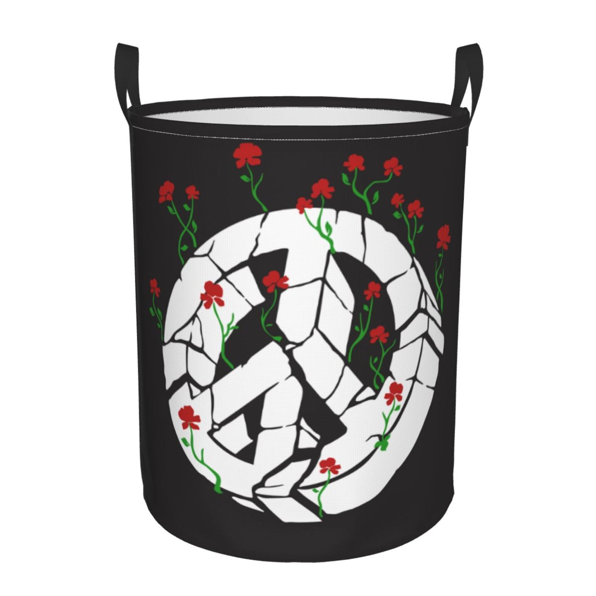 Roses Flowers Peace Sign Laundry Basket Organizer Collapsible -Dirty ...