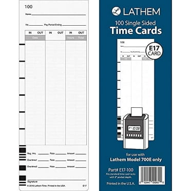 Lathem Time Cards, F/7000E, Numbered 1-100, 2-Sided, 3 3/8" x 9", White ...