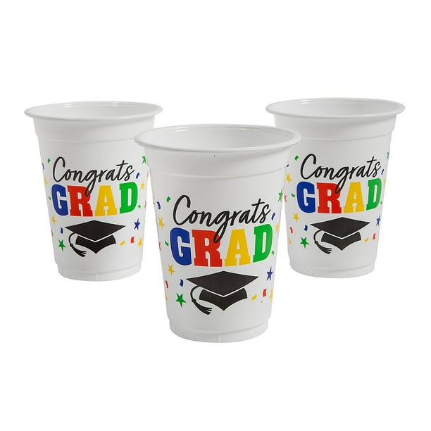 Fun Express Bulk 50 Pc. Congrats Grad Plastic Cups - Walmart.com