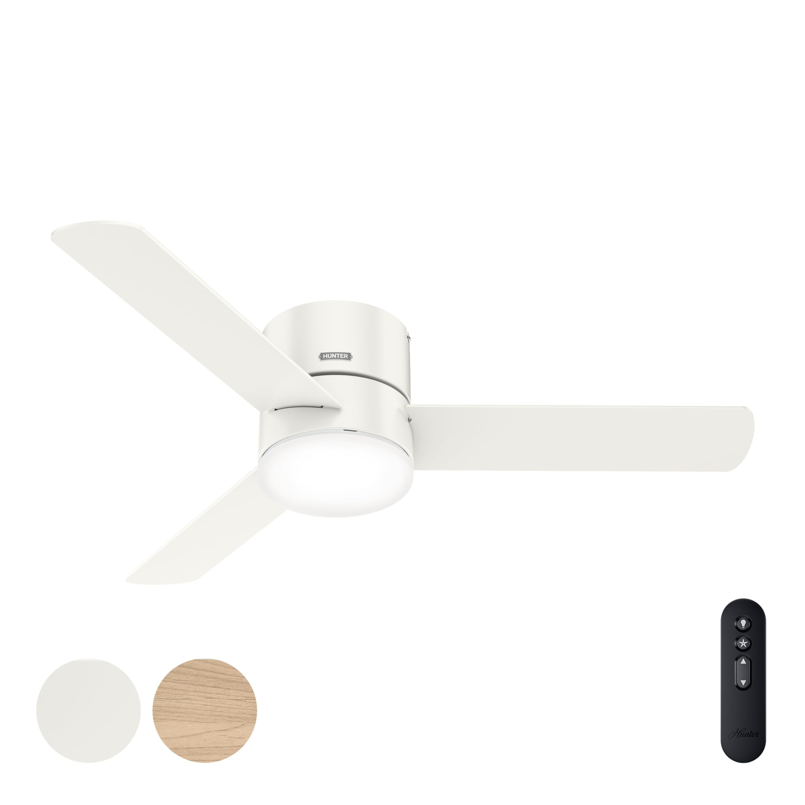 Restored Hunter Fan 52 inch Low Profile Fresh White Indoor Ceiling Fan ...