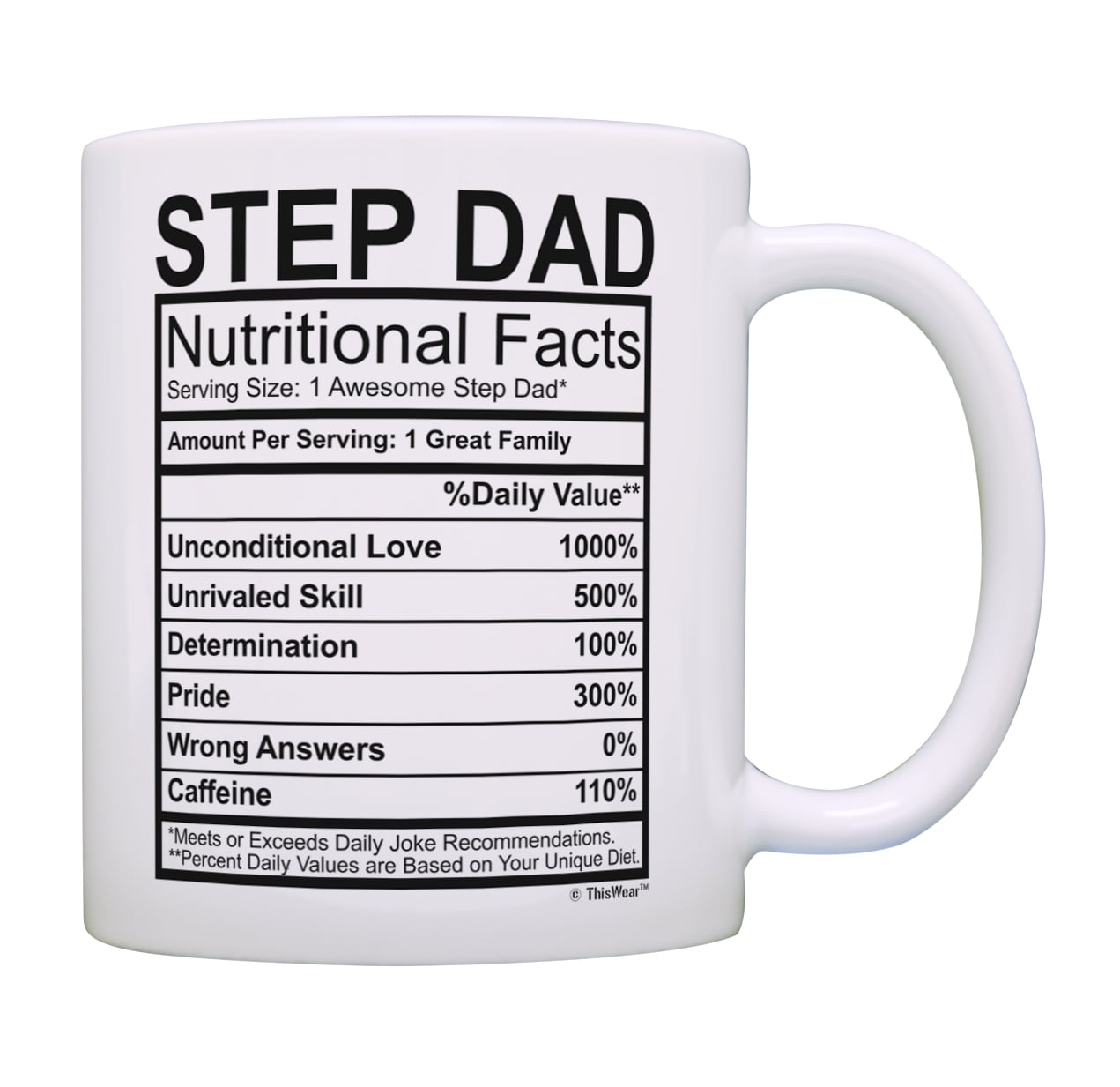 ThisWear Step Dad Cup Step Dad Nutritional Facts Gift for Stepfather ...