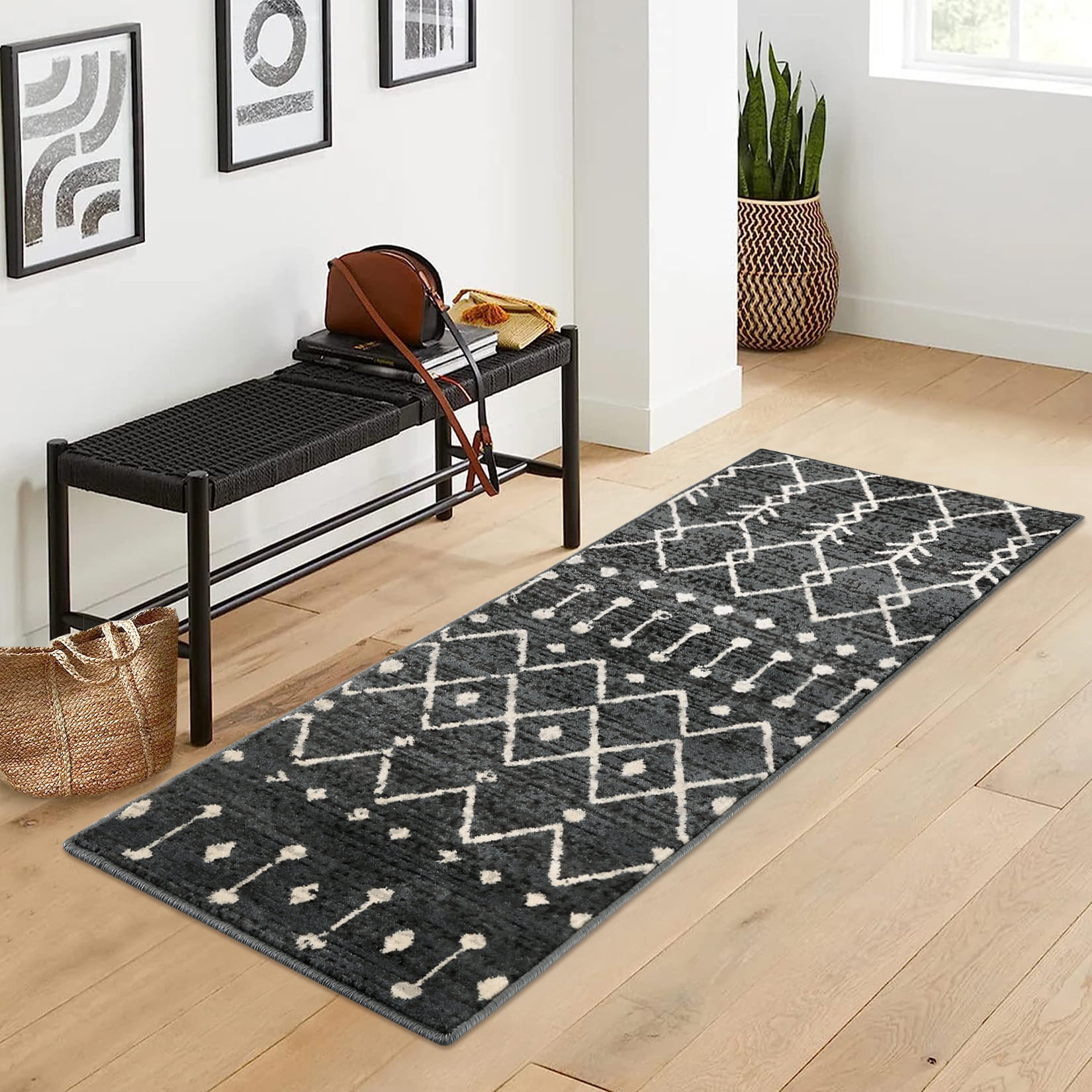 Hasoo 2' x 8' Long Hallway Runner Rug Moroccan Traditional No-Shedding ...