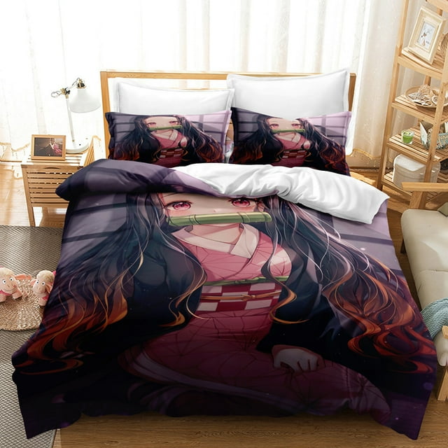 Anime Demon Slayer Twin Bed Set, 3 Piece Manga Tanjirou Nezuko Zenitsu ...