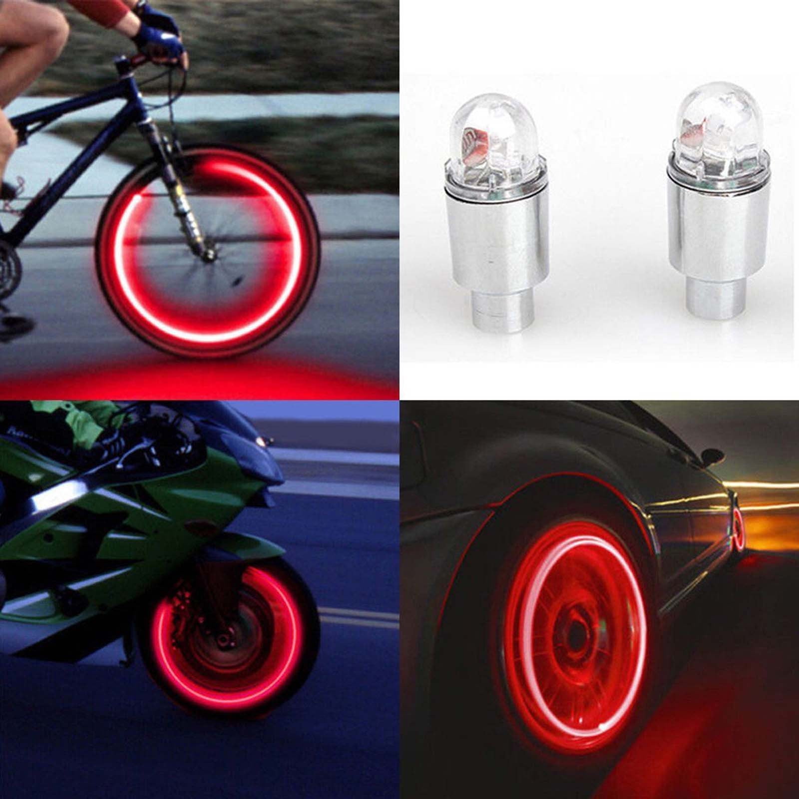 TMOYZQ 2-Tire Pack LED Bike Wheel Lights,Tire Stem Caps Neon Light Auto ...