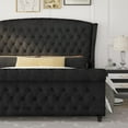 Amerlife King Size Platform Bed Frame, Velvet Upholstered Sleigh Bed ...