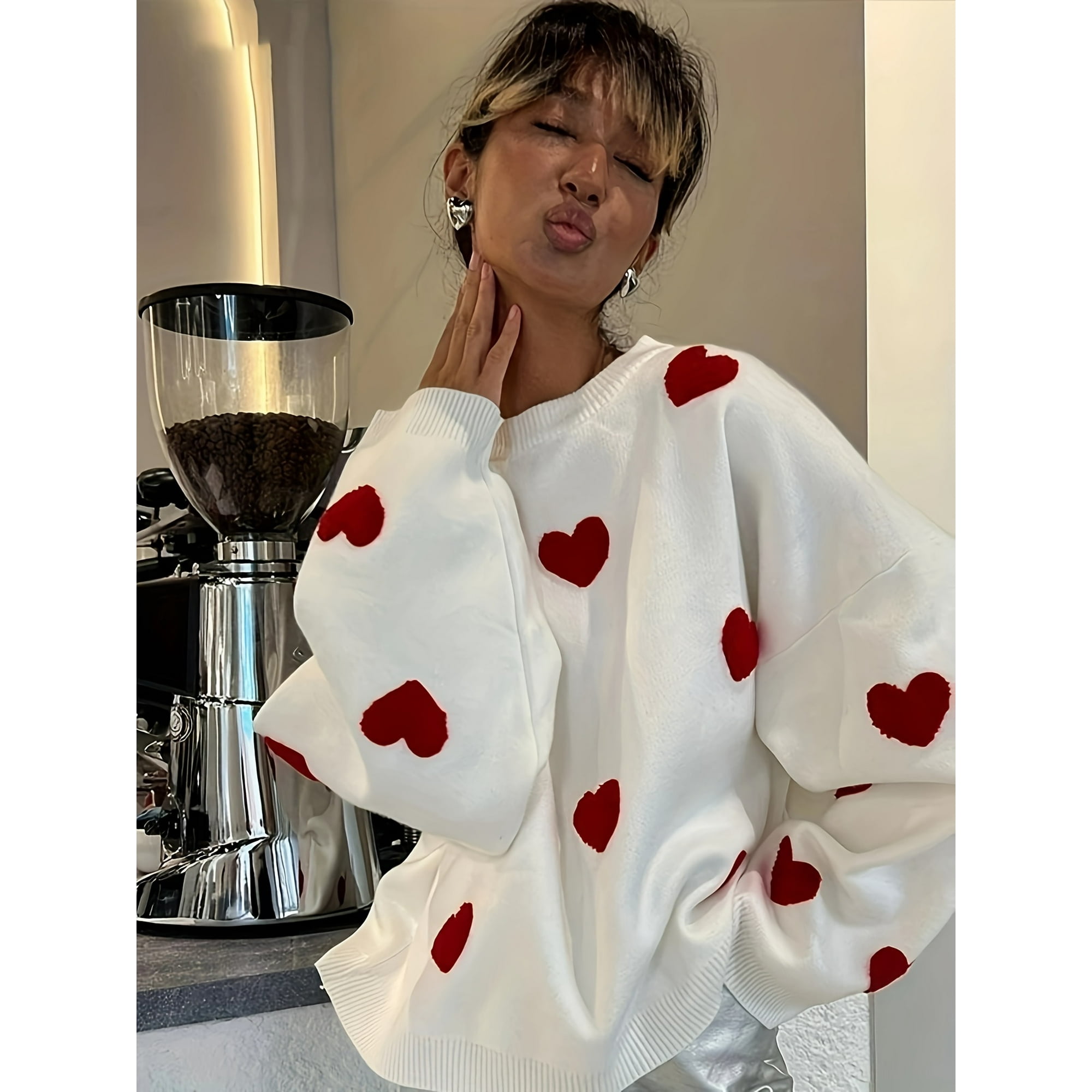 Click here for Yyfashion Valentines Day Heart Knit Sweater - Cozy... prices