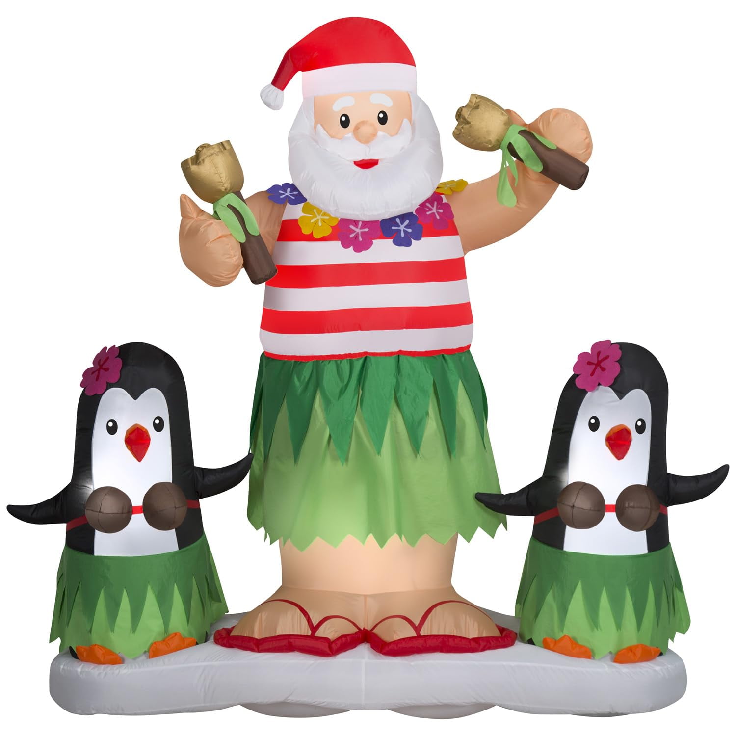Gema inflable de Navidad Gemmy con diseño de Hula Santa y pingüinos 1,7 ...