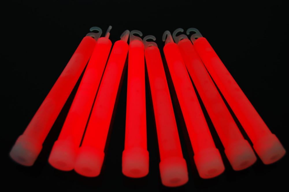 DirectGlow 12 Ct Red Jumbo 6 Inch Safety Glow Sticks Bright Neon ...