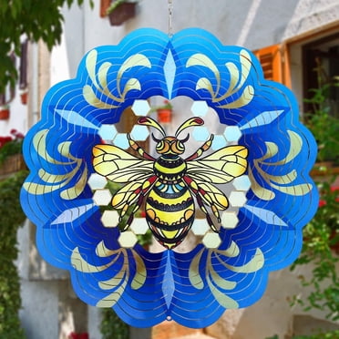 Wind & Weather Hanging Iridescent Metal Spiral Wind Spinner with Clear ...