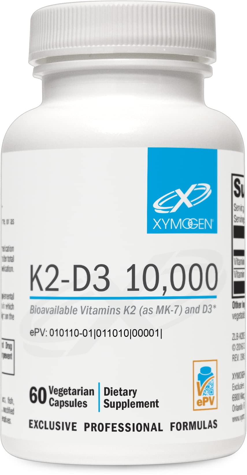 Suplemento XYMOGEN K2-D3 10 000 000 UI de vitamina D3, 60 cápsulas ...