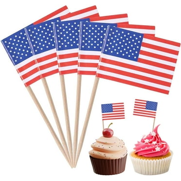 8Pcs Cocktail US American Toothpick Flag Cake Topper Picks Mini Small ...