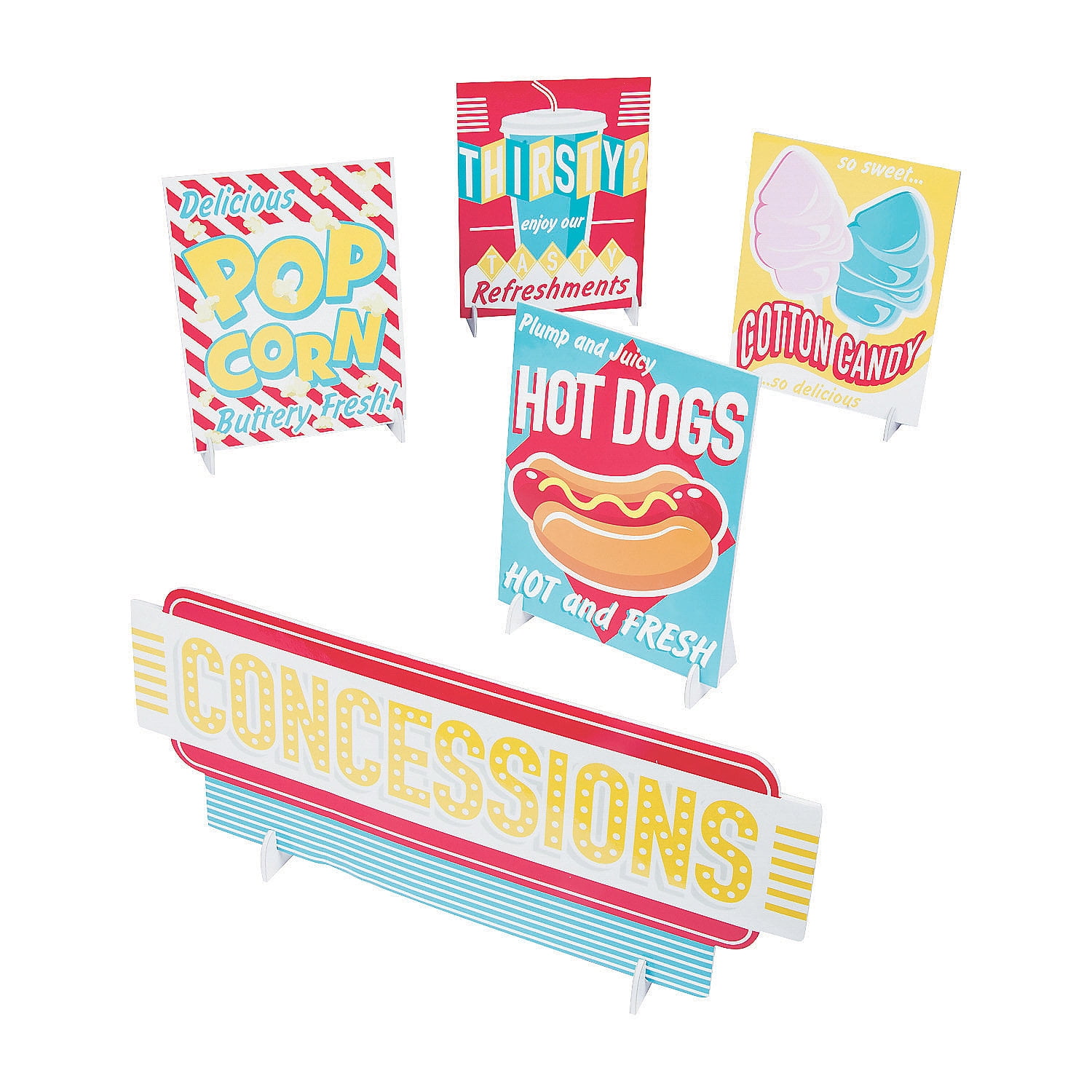 Concessions Signs (5 Pc Set) - Party Decor - 5 Pieces - Walmart.com