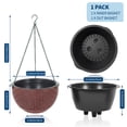 4-Pack 13.8” Self-Watering Hanging Planters – Round Resin Baskets with ...
