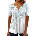 Bxsruta Women's Casual V-Neck Button Front Short Sleeve Henley Top ...