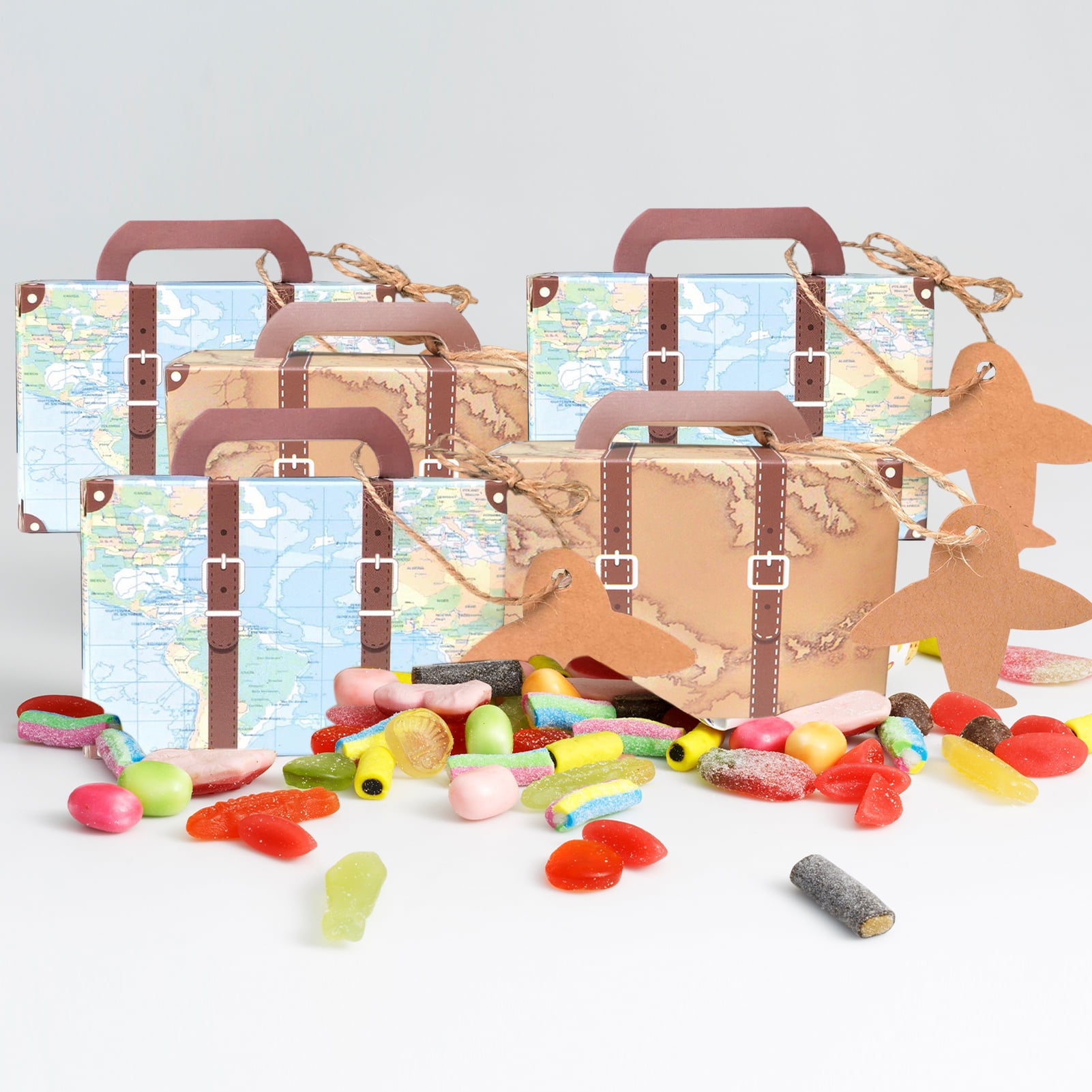Honrane Vintage Mini Suitcase Gift Box - 50Pcs Party Favor Candy Box ...