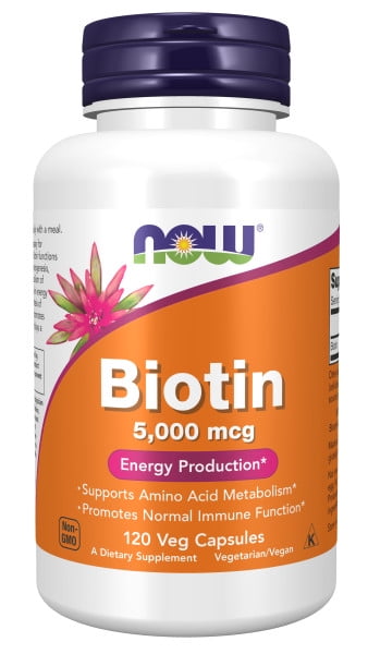 Now Foods | Biotina 5000 mcg (120 Veg Caps) / Biotin 5,000 mcg ...
