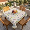 Cute Paw Print Pencil on Linen Table Cloth 54x54in, Waterproof Square ...